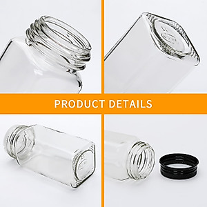 Accguan Spice Jars,4oz Glass Spice Bottles with Black Lids,Spice Labels and Stylus and Funnel, Perfect for Kitchen Countertop Storage,Cabinet Storage, Dining Room, and Gifts(52pcs)