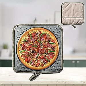 COMUSTER Silicone Pot Holders, with Gasket, Oven Heating pad, Non-Slip Silicone Surface Pot holdersr (Pot Holders Gray)