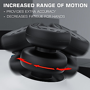 PlayRealm NO FALLING OFF Thumbstick Extender & Silicone Grip Cover 2 Sets for Xbox Series X/S & Xbox One S/X Controller(Turbo Black)