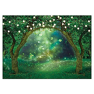 Funnytree 7x5FT Spring Enchanted Garden Backdrop Forest Fairy Wonderland Woodland Background Wedding Baby Shower Birthday Party Banner Cake Smash Decor Studio Portrait Prop Photobooth Gift Favors