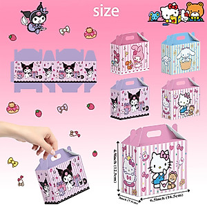 Educatgame Kawaii Party Favor Boxes with Handles - Set of 16, Anime Birthday Party Decorations Supplies, Cute Treat Boxes/Candy Boxes/Goodie Boxes/Gift Boxes, Perfect for Kids Birthday Party