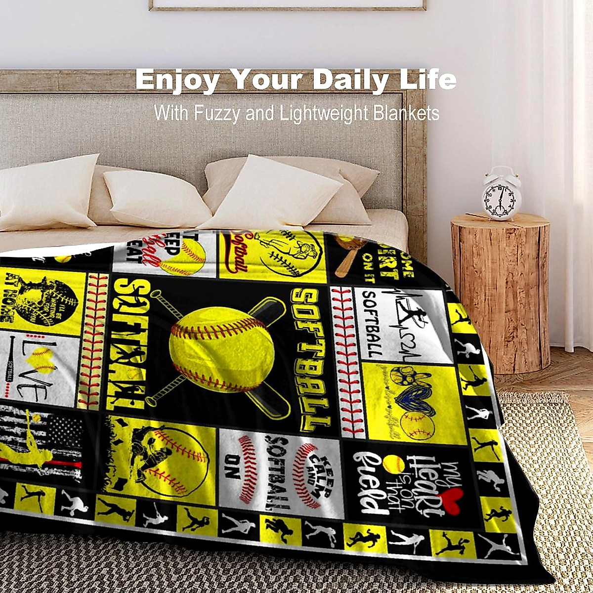 Softball Blanket Soft Flannel Blankets and Throws Outdoor Ball for Bedding Boys Girls Adults Gifts 50"X40"