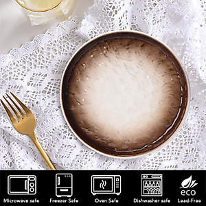 Eglaf 6'' Ceramic Small Appetizer Plates - Porcelain Gradient Water Wave Embossed Texture - Dessert Plates for Tea Party, Cake, Ice cream, Waffles, Apple Pie, Snacks (Set of 6-3 Colors Mix)