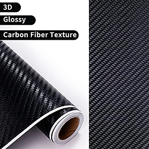 HTVRONT Black Carbon Fiber Vinyl Wrap, 1.5FT x 5FT 3D Carbon Fiber Wrap for Cars, Matte Black Automotive Vinyl Wraps
