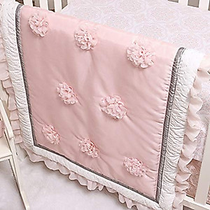 The Peanutshell Pink Crib Bedding Set for Baby Girls | 3 Piece Arianna Nursery Set | Crib Quilt, Fitted Crib Sheet, Dust Ruffle