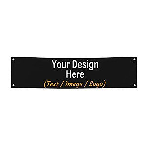 Custom Banner Outdoor Yard Signs 4'x1' Personalized Banners And Signs Customize With Photo Text Logo Indoor For Business Parties Birthday Decorations Wedding Christmas Halloween Banner
