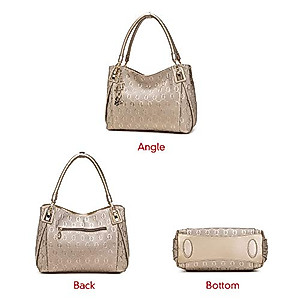 Women's Handbags Purses Leather Handbag Ladies Top-handle Tote Crossbody Shoulder Bag (golden) One Size