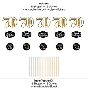 Big Dot of Happiness Adult 70th Birthday - Gold - Table Decor Kit - Party Centerpieces Photo Table Toppers Bundle - 30 Pc