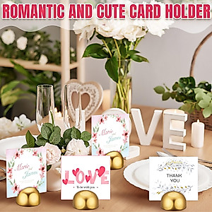 Geyoga 50 Pcs Gold Table Number Holder Round Table Number Stands Modern Place Card Holders Table Number Clips Table Number Holders for Wedding Reception Anniversary Birthday Party Banquet