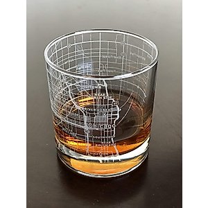 Rocks Whiskey Old Fashioned 11oz Glass Urban City Map Chicago Illinois