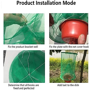 2/8 Set Ranch Fly 𝐓𝐫ap - Reusable Fly 𝐓𝐫ap with 𝐁𝐚it Tray Upgraded Fly 𝐂𝐚𝐭cher Cage Effective Fly Bag for Indoor Outdoor Hanging Family Farms,Stable,Garden,Orchard,Park,Restaurants (2Set)