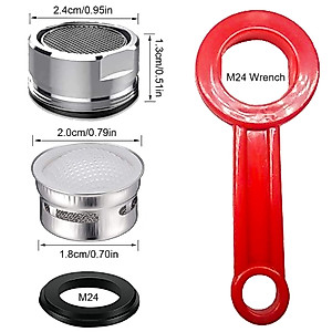 6PCS Faucet Aerator Bathroom Sink Standard Replacement Parts with Brass Shell 15/16 Inch 24mm External Thread Aerator Faucet Filter with Gasket and Wrench Suitable for Kitchen and Bathroom