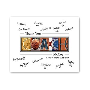 Basketball Coach Gift - Coach Appreciation Gift - End of Season Gift - Coach Gift from team - Unframed 11x14 print with room for player's signatures