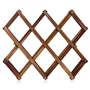 LI-GELISI Foldable Wood Wine Rack Wine Holder Storage Display Stand Wood 10-Bottle Wine Rack (Fire Color)
