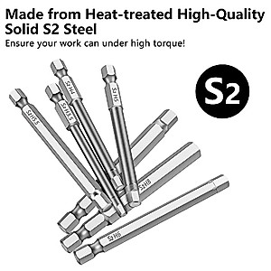 MulWark Hex Head Allen Wrench Drill Bit Set 33pcs (11pc Metric, 11pc SAE, 11pc Tamperproof Torx), 2.3" Long 1/4" Diameter Quick Release Shank Magnetic Screwdriver Bit Set for Assembling Furniture