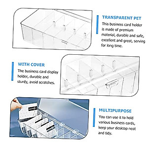 Cabilock 3 Sets Card Storage Box Business Card Plastic Holders Business Card Case Cards Storage Case Business Card Stand Card Stands for Display Child With Cover The Pet Card Box
