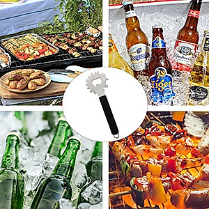 Grill Cleaner - Grill Scraper Has 12 Grooves Fits Most Grill Grate Rescue, BBQ Camping Kitchen Must Have Gadgets and Tools, with Bottle Opener Features (Black)