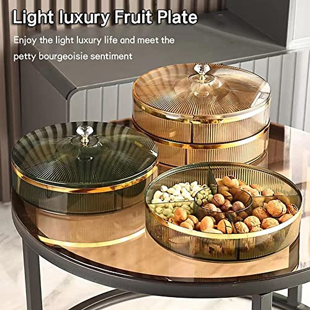 Snack Serving Tray,Large Capacity Stackable Snack Tray,Divided Serving Tray with lid,Household Divided Serving Tray,Fruit Platter Tray for Parties,Suitable for Cookies,Nuts,Candies