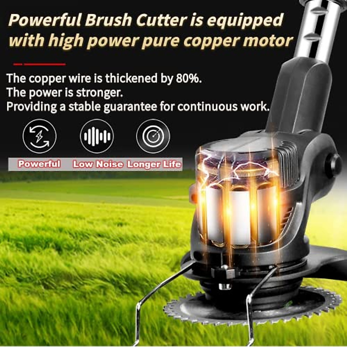 Weed Wacker Electric Cordless String Trimmer Weed Eater Grass Trimmer, with 3 Function Blades,Height Adjustable Lawn Edger Brush Cutter 2 Battery&Charger for Home Garden, Lawn, Yard(Black)