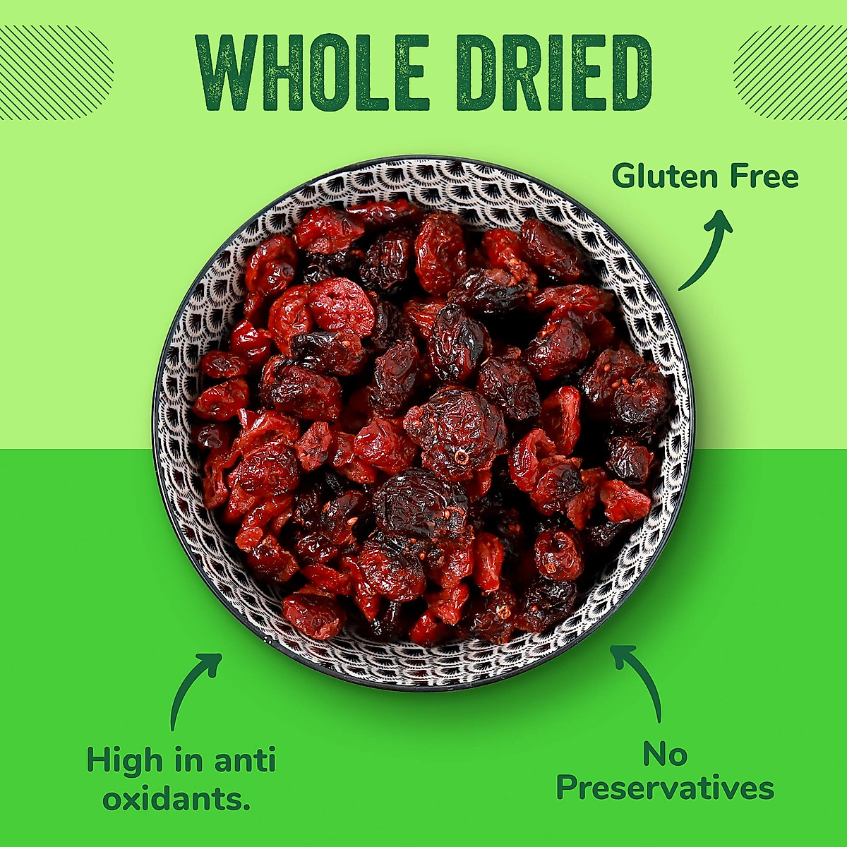 Dried Cranberries Original 4 lbs,(64oz) Batch Tested Gluten & Peanut Free | Resealable Bag | High in Antioxidant | Great for Salads Cooking, and Mixes/Sweetened