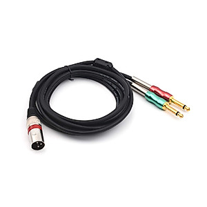 SiYear 15FT XLR 3 Pin Male to Double 6.35mm 1/4" TS Male Y Splitter Cable, Dual Mono Male (1/4 inch) 6.35mm to XLR Male Plug Stereo Microphone Audio Converter Adapter Cable(15Feet)