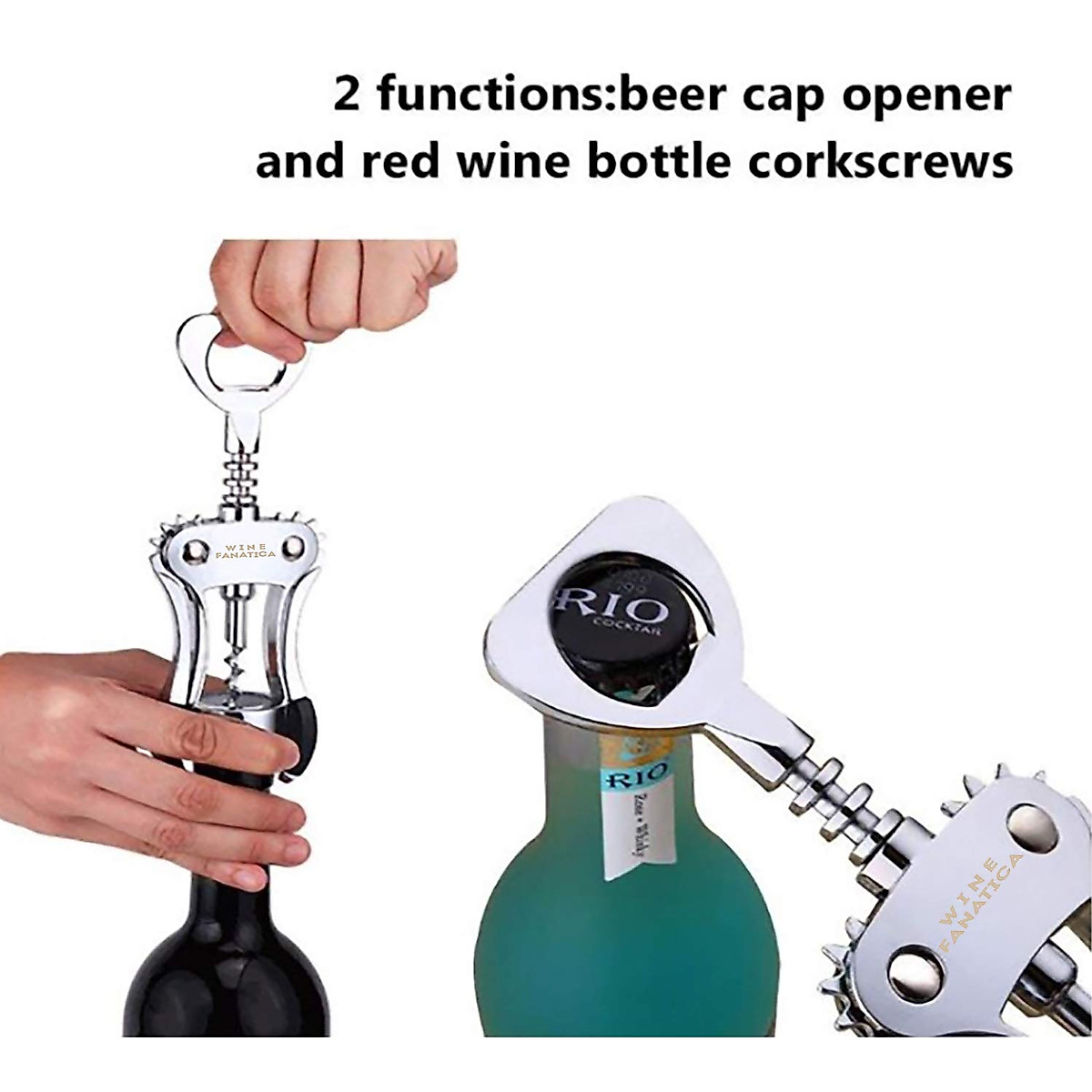 New Upgraded 2021: Classic Wing Corkscrew Wine Opener / Premium, Multi-functional, Restaurant Professional Waiter and Bartenders Best Wine Bottle opener. The Wing Corkscrew Double Hinged Wine Opener