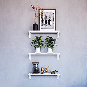 Fytz Design Reversible White Floating Shelves - Set of Two White Floating Shelves for Wall in Living, Bedroom, Bathroom, Kitchen, and Office - D