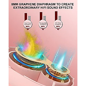 True Wireless HiFi Earbuds，Bluetooth Headphones with 4 Speakers,Hi-Res Audio 30H Playtime Earphones with LED Display Charging Case, Touch Control in-Ear Earbuds with Mic for Phones Games Sports Pink