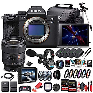 Sony Alpha a7S III Mirrorless Digital Camera (Body Only) (ILCE7SM3/B) + Sony FE 24mm Lens + 4K Monitor + Pro Headphones + Pro Mic + 2 x 64GB Memory Card + 3 x NP-FZ-100 Battery + More (Renewed)