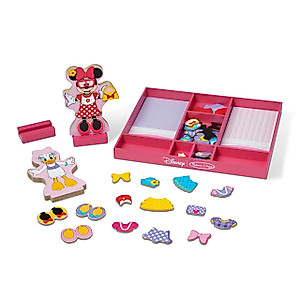 Melissa & Doug Disney Minnie Mouse and Daisy Duck Magnetic Dress-Up Wooden Doll Pretend Play Set (40+ pcs) Minnie Mouse Toys, Disney Dress Up Dolls For Preschoolers And Kids Ages 3+