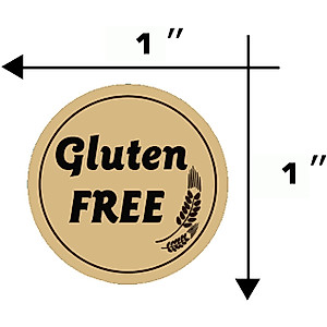 1 inch Gluten Free Brown Kraft Stickers Gluten Food Rotating Label Stickers for Gluten Free Food Retail Package 500pcs