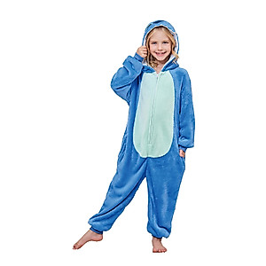 Unisex Kids Onesie Animal Cosplay One-Piece Pajamas Christmas Halloween Costumes Blue