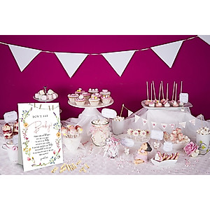 Don't Say Baby Clothespin Game, Boho Wildflowers Baby Shower Game, One 8x11 Sign and 50 Mini Natural Clothespins, Gender Neutral, Baby Shower Decoration - MJZ29