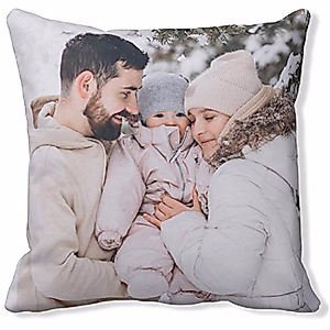 Custom Pillow - Personalized Pillow with Picture & Name Including Case & Insertion. Full Color Print on Both Sides Ultra Soft Cover. Memorial Photo Gift for Home Mom (1 Photo, 14" x 14")
