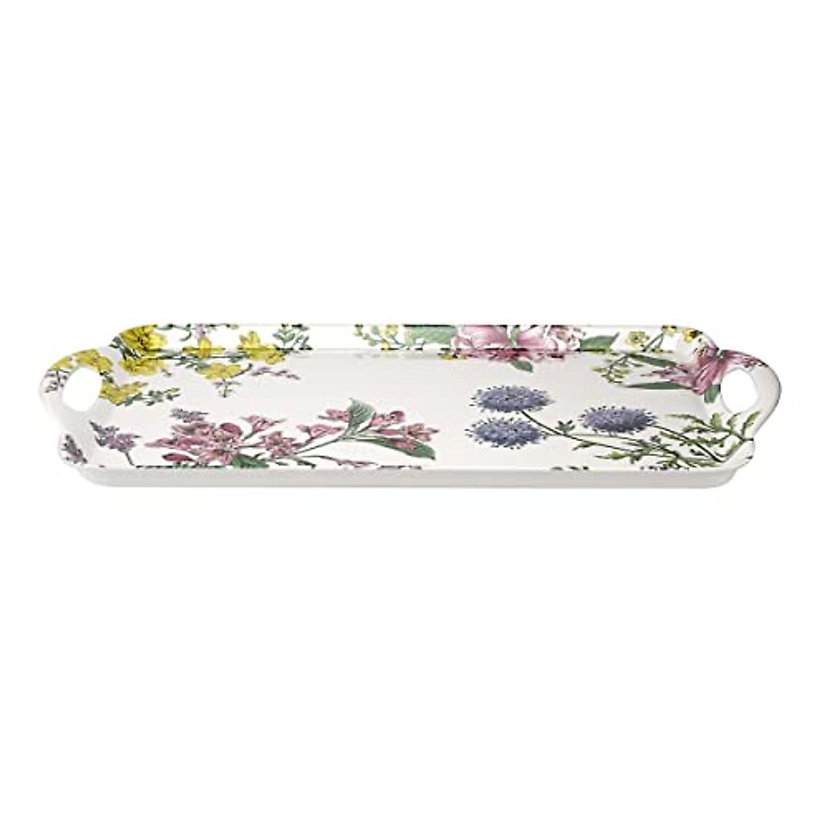 Pimpernel Stafford Blooms Large Handled Tray | Serving Tray for Lunch, Coffee, or Breakfast | Made of Melamine for Indoor and Outdoor use | Measures 18.9" x 11.6" | Dishwasher Safe