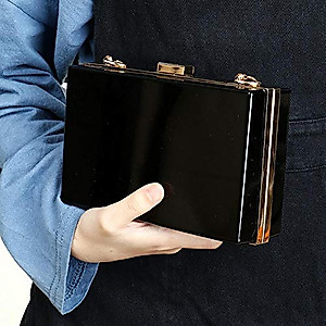 Women Cute Clear Acrylic Box Clutch Bag Transparent Approved Crossbody Purse Evening Bag Shoulder Clutch (Black)