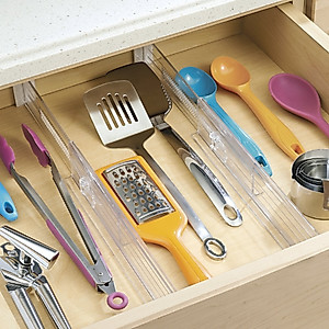 iDesign Drawer Dividers, Deep Adjustable Organiser System Made of Durable Plastic, Set of 2 Drawer Inserts for Wardrobe, Clear, 62420EU