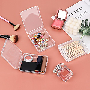 3 pieces Portable Travel Cotton Pad Holder,Bathroom Vanity Countertop Storage Organizer,Cotton Ball Holder Dispenser,Cosmetic Sponge Storage Box for Cotton Rounds, Swabs, Floss(3 x Transparent)