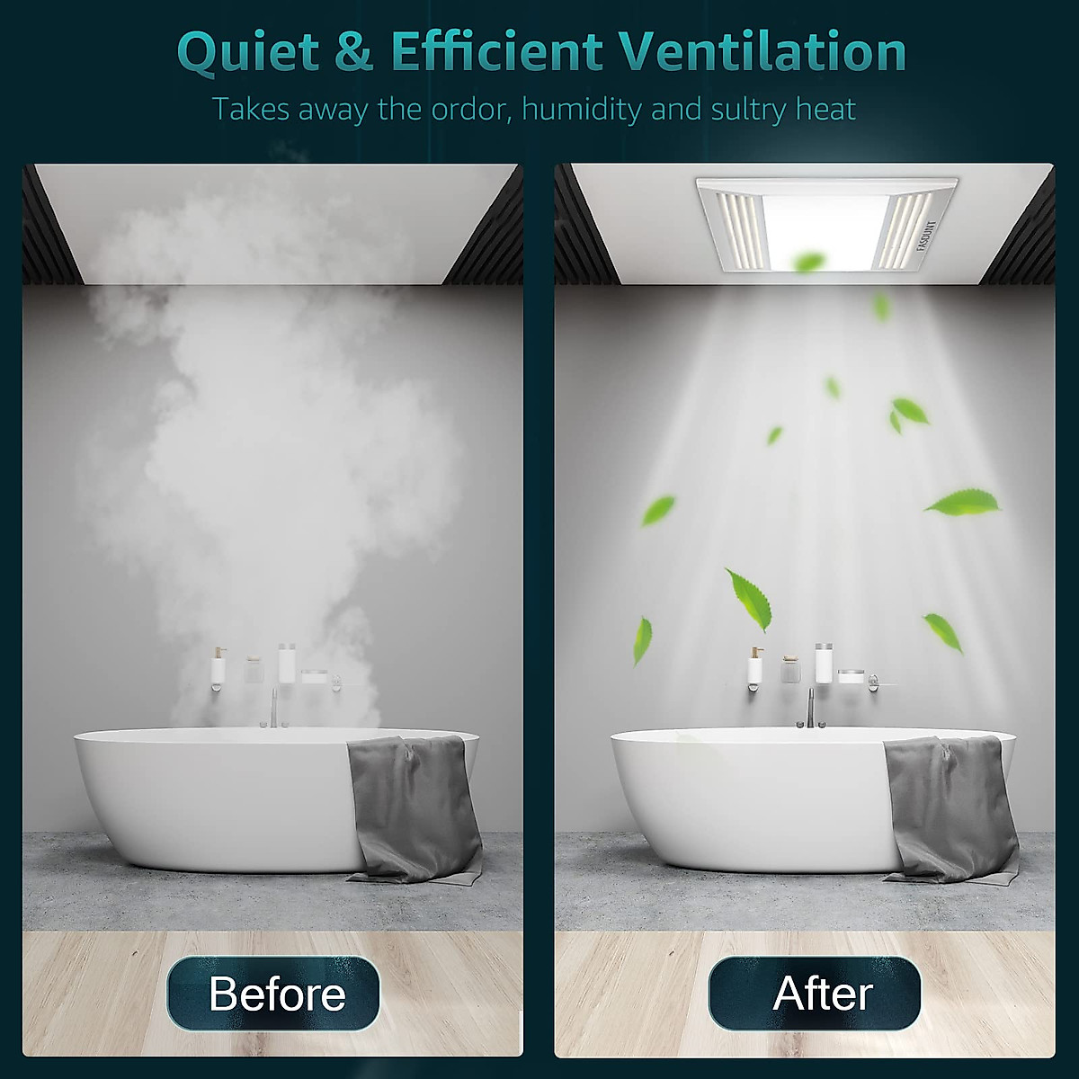 FASDUNT Bathroom Exhaust Fan Ultra Quiet 1.0 Sones Bathroom Ceiling Vent Fan with LED Light 110 CFM Bath Ventilation Fan with Light Combo, Fits for Home Bath Office Hotel 105 sq. ft.