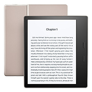 Kindle Oasis E-reader (Previous Generation - 9th) – Champagne Gold, 7" High-Resolution Display (300 ppi), Waterproof, Built-In Audible, 32 GB, Wi-Fi - with Special Offers (Closeout)
