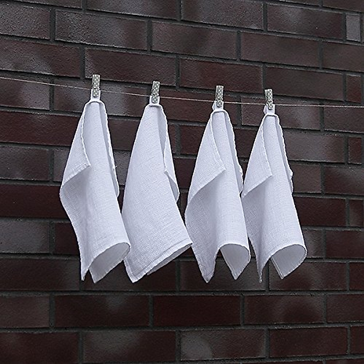 LinenMe Wash Cloths x4 100% Linen , 12 by 12-Inch, Optical White