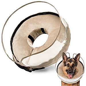 BARKLESS Dog Donut Collar, Inflatable Cone for Dogs to Stop Licking After Surgery, Soft Dog Cone of Alternative with Anti-Licking Guard Shield, Protective Pillow Cone for Large Medium Small Dogs
