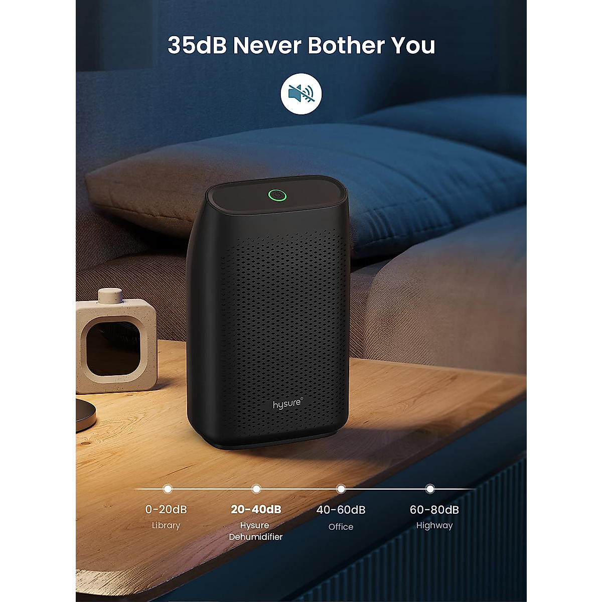 Hysure Dehumidifier,700ml Compact Deshumidificador 1200 Cubic Feet(215 sq ft) Quiet Portable Dehumidifier for Bathroom RV Dorm Room Baby Room Home - Black