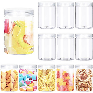 OJYUDD 12 Pack Clear Plastic Jars with Lids,Plastic Containers with Lids for Cosmetics, Lotions, Body Butters, Slime & Beauty Products(9.5 oz)