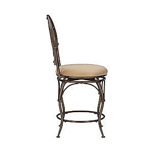 Powell Company Big and Tall Scroll Circle Back Powell Counter Stool, Height, Bronze/Beige