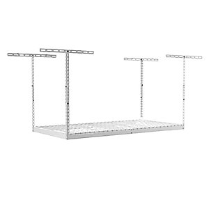 SafeRacks - 2x8 Overhead Garage Storage Rack - White - 24-45 Inch Adjustable Height with 400 Pound Weight Capacity