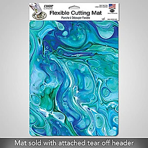 Cut N' Funnel Blue Fluidity Designer Flexible Cutting Board Mat, 15" x 11.5", Made in the USA, Decorative, Flexible, Easy to Clean
