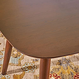 Christopher Knight Home Bass Mid Century Modern Square Faux Wood Dining Table, Walnut Finish, 35.75D x 35.75W x 30H in