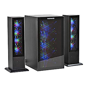 Magnavox MHT990 2.1 Home Entertainment System with Bluetooth Wireless Technology and Color Changing Lights in Black | AUX Port | Subwoofer with 2 Speakers | Pulsing Lights |
