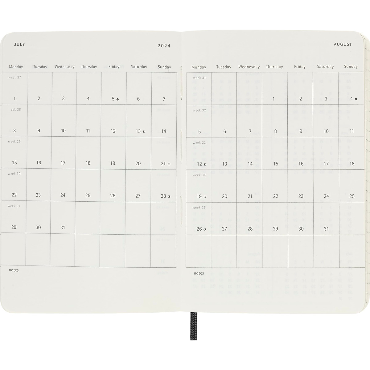 Moleskine DSB12WN2Y24 Notebook, Beginning with January 2024, 12 Months, Weekly Diary Soft Cover, Pocket Size (W x H x H): 3.5 x 5.5 inches (9 x 14 cm), Black